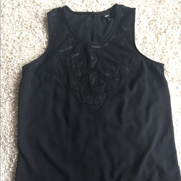 Mossimo Supply Co. | Tops | Mossimo Black Lace Front Silk Type Tank Top ...